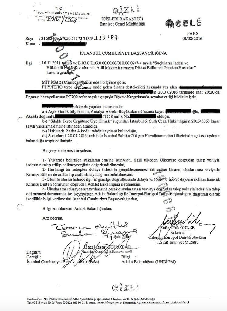 Secret documents reveal abuse of Interpol mechanisms by Turkish ...