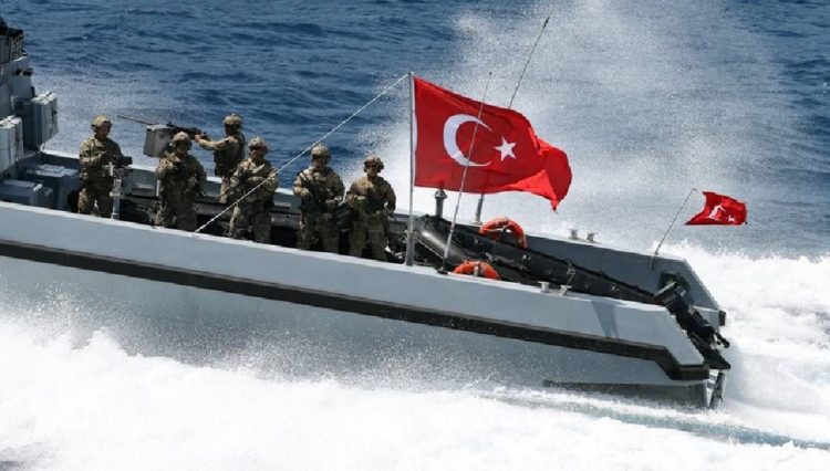 Turkish commandos practiced capturing an island and planted a Turkish ...